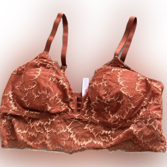 Intimates & Sleepwear | Lace Bralette In Rust Orange Nwot | Poshmark